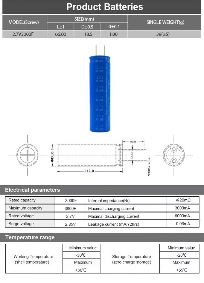 3000F 16V Super Capacitor Module Practical No Fire For Jump Starter