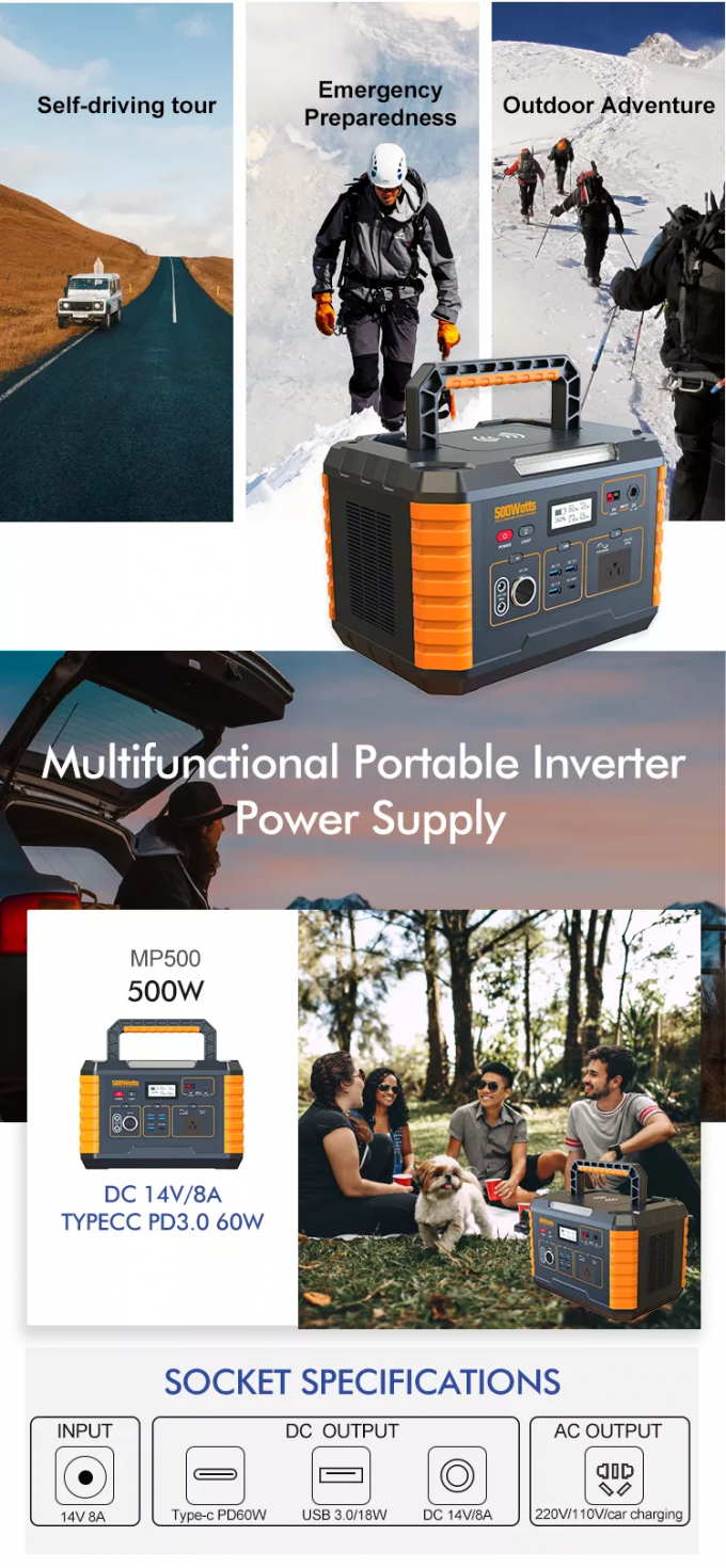 LiFePO4 MPPT Portable Solar Power Station , 3.7V Outdoor Mobile Power ...