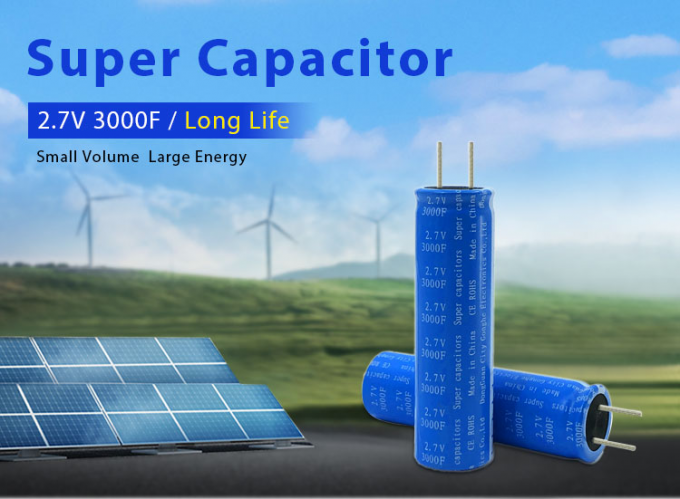 Home Solar Power Super Capacitor Battery 2.7V 3000F Portable Radial Type