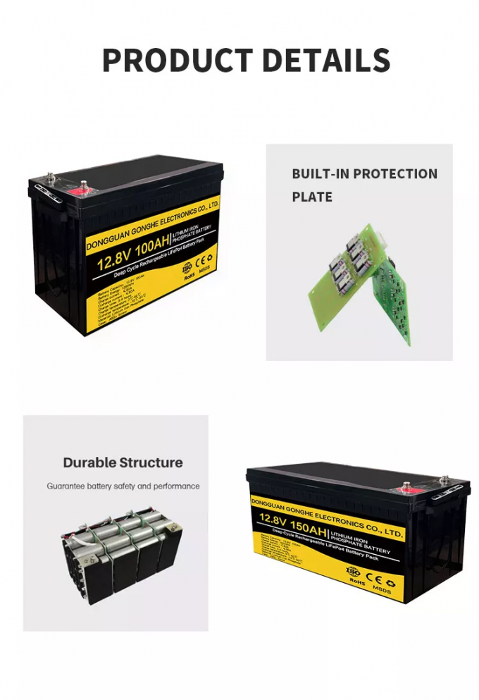 IP65 Waterproof LiFePO4 Lithium Battery ABS Housing For RV Golf Cart